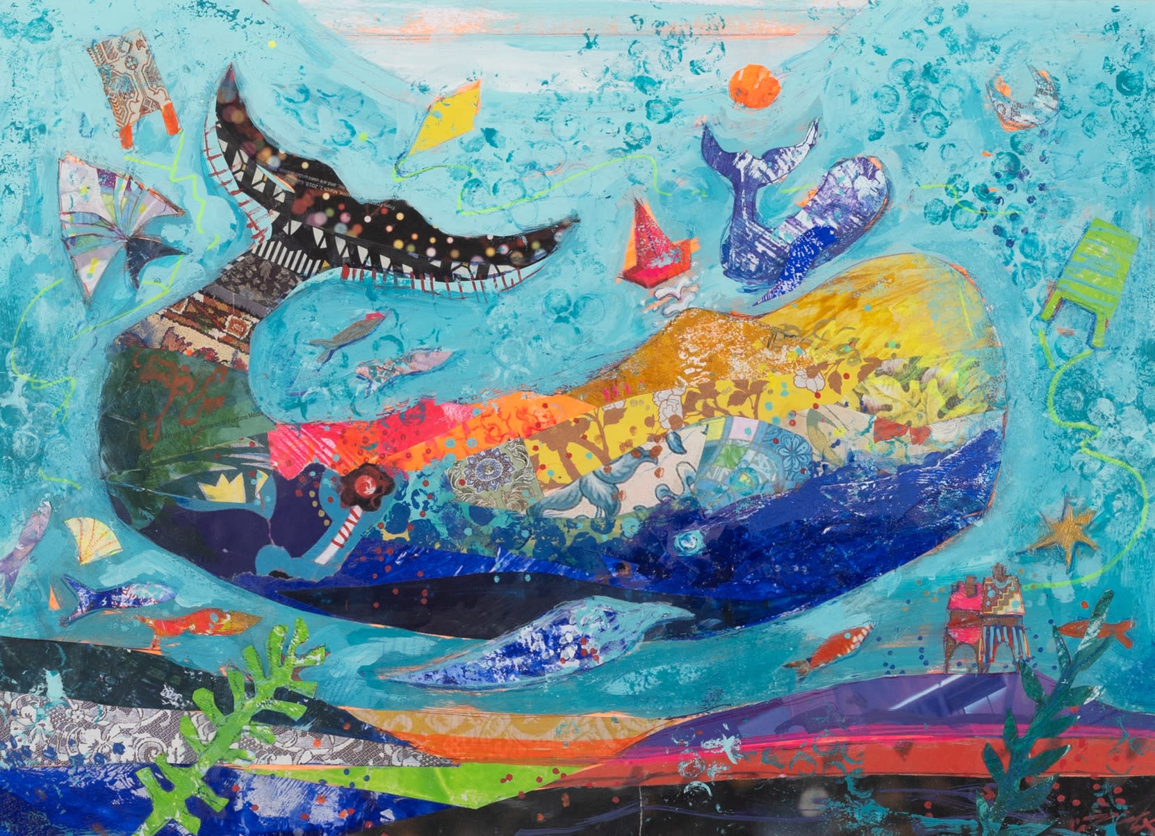 Eman Hussein, Collaged Whale, 2025, 144/300| Tam Gallery